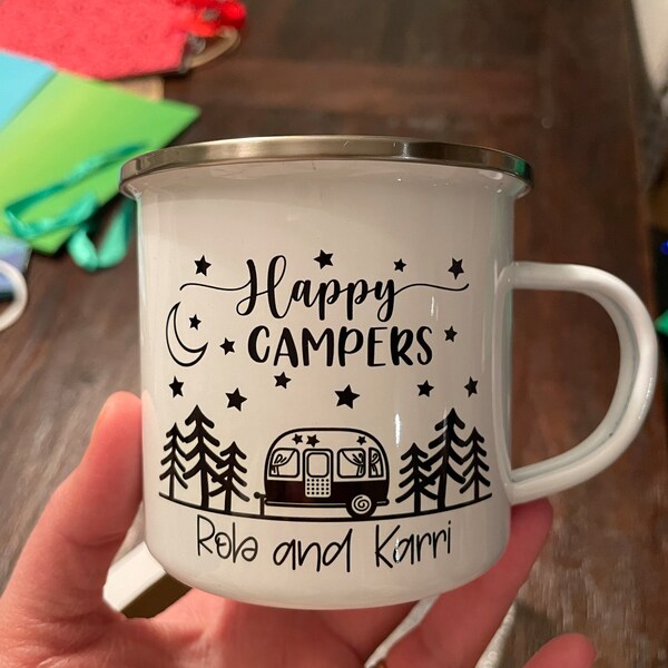 Camping Mug Happy Campers Campfire Mug, Personalized Glamping Mug ...