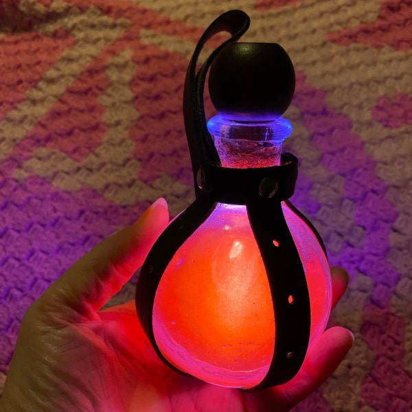 Glowing Light Elixir in Medium Potion Bottle With Leather Holster, USB ...