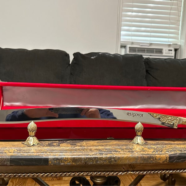 Custom Handmade Yataghan Sword: Ottoman Style Stainless Steel With Gold ...