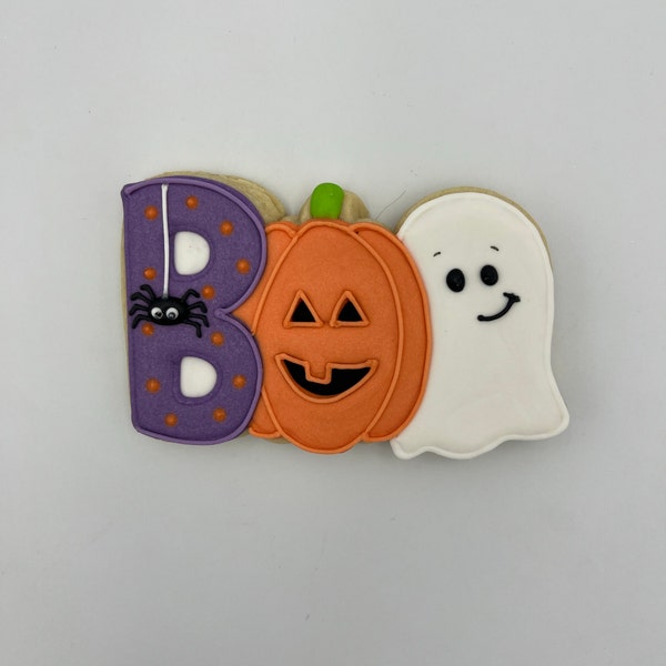 BOO Pumpkin Ghost Halloween Cookie Cutter With Optional Stencil Guide ...