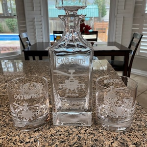 Personalized Apache Helicopter Whiskey Decanter Set, Army Chopper Pilot ...