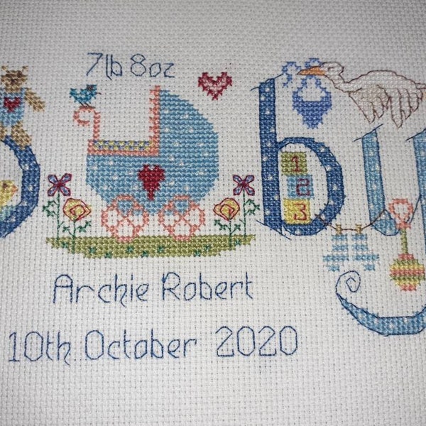 Baby BOY - Customisable Cross Stitch - Printed PATTERN or KIT - Etsy