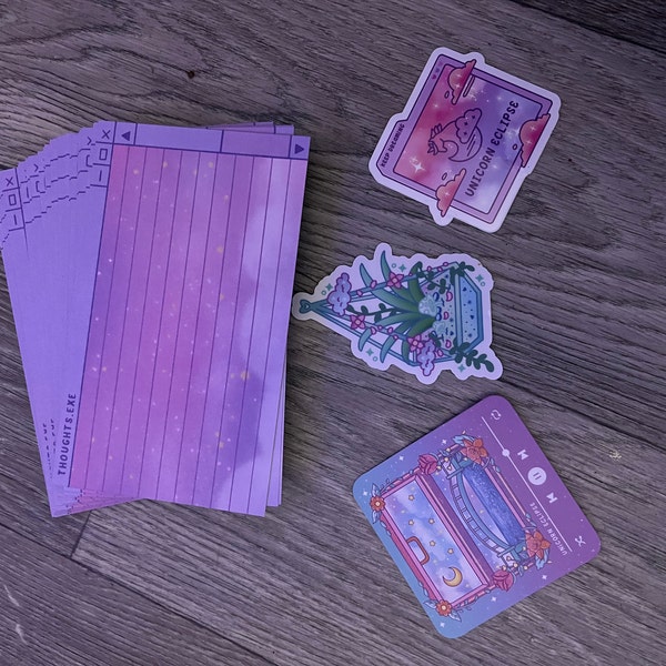 Dreamy Thoughts Note Cards | Kawaii Aesthetic Stationery Index Note ...