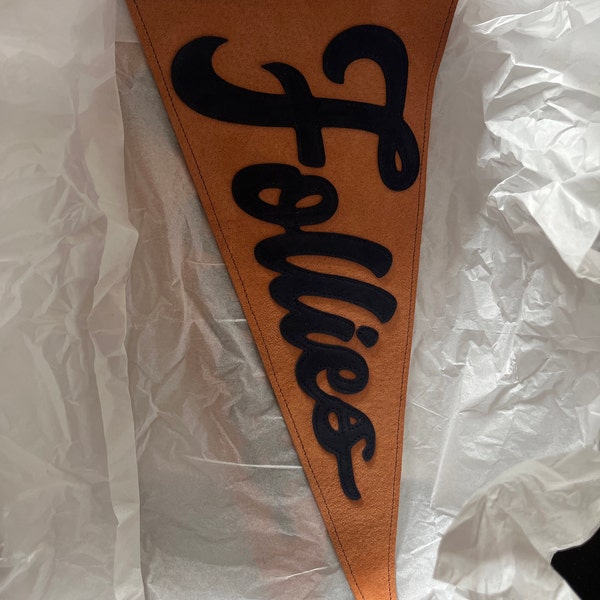 Small Single Word Custom Suede and Leather Pennant Flag Banner ...