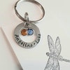 Mothers Day Personalized Keychain, Hand Stamped Key Ring, Birthstones ...