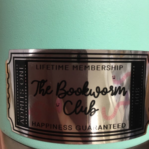 The Bookworm Club Book Lover Reading Gift Admittance Ticket Sticker ...