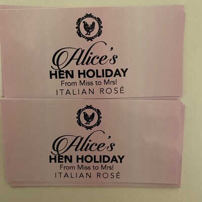 Personalised Mini Hen Do Party Prosecco Bottle Labels Any Name. White ...