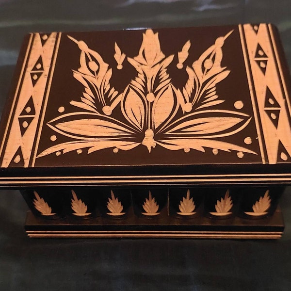 Big Wooden Magic Jewelry Puzzle Box With Hidden Key Secret Opening ...