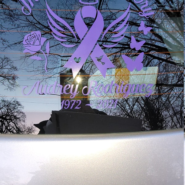 Cancer Survivor Ribbon Vinyl Decal Sticker With Custom Name - Etsy