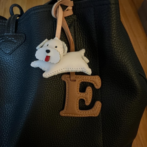 Personalized Monogram Letter Genuine Leather Bag Charm, Custom Handmade ...
