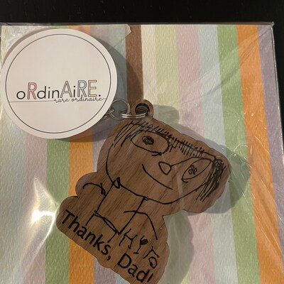 Custom Kids Drawing Keychain Key Ring Children Art - Etsy