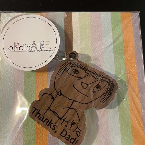 Custom Kids Drawing Keychain | Key Ring | Children Art - Etsy