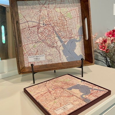 Personalized Wood Serving Tray, Custom Home-shaped Map Perfect Gift for ...