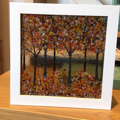 Fused Glass Woodland Tree Picture pretty Plum Christmas - Etsy UK