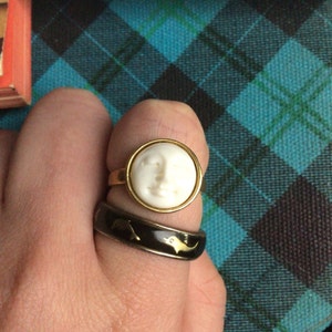 Moon Face Ring. Hand Casted Full Moon in Brass Gold Setting. - Etsy