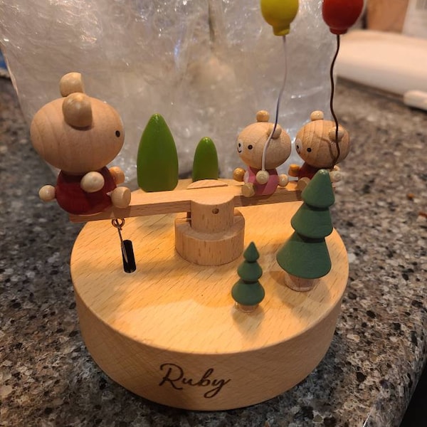 Personalised Ballerina Musical Carousel Wooden, Christmas Music Box ...