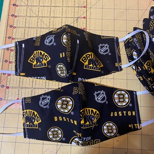 NHL BOSTON BRUINS Black Hockey 100% Cotton Fabric Material You Choose ...