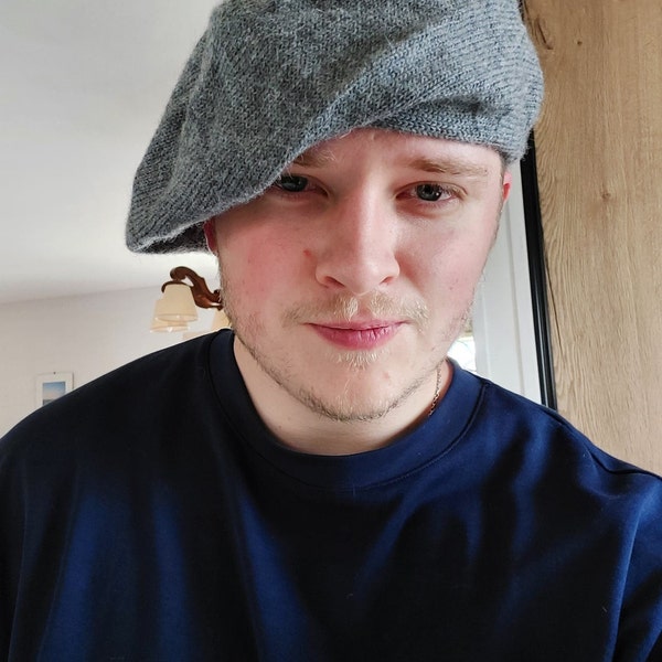 Grey Knitted Highlander Tam, Grey Alpaca Scottish Bonnet, Men's Scots ...