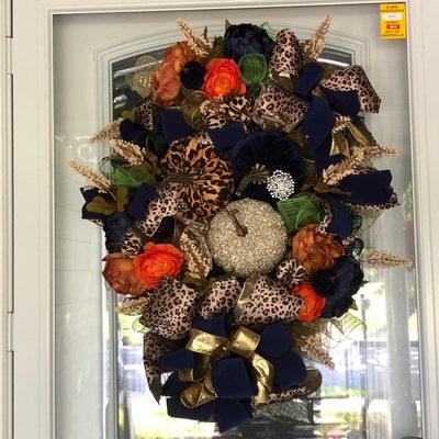 Large Fabric Pumpkin Leopard Print, Halloween Centerpiece, Safari Decor ...