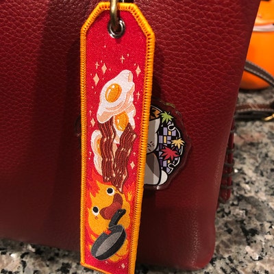 Cute Cat Embroidered Tag Keychain Kawaii Neko Jet Tags tamago, Sakura ...