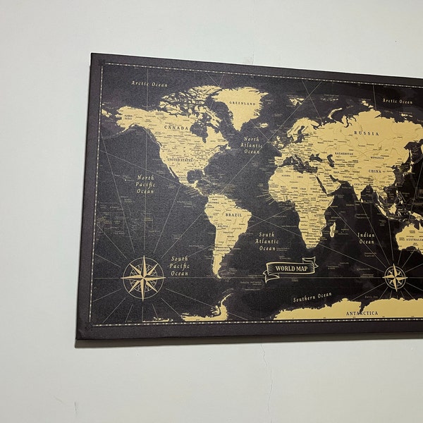 Personalized World Map Travel Pushpin Pinboard Home & Wall Decor Cork ...