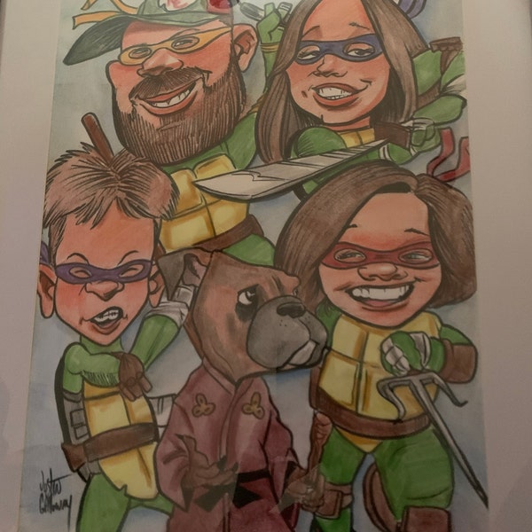 5 Faces Color Caricature Portrait - Etsy