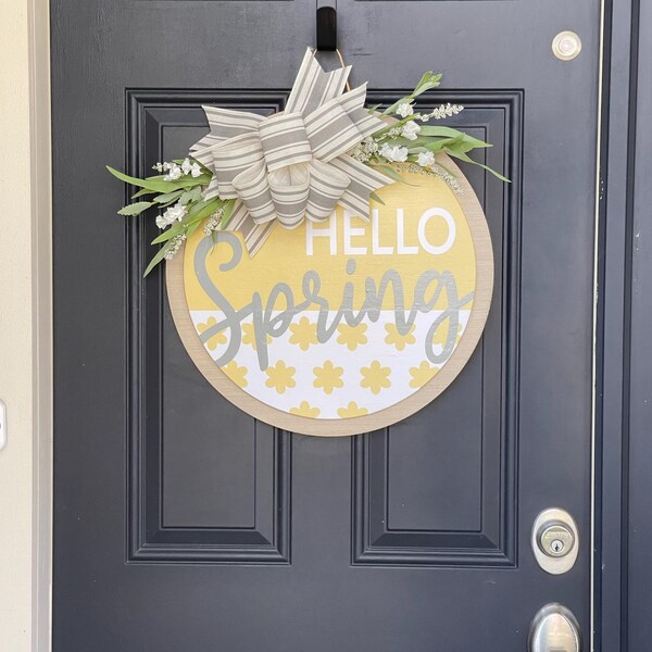 Hello Spring Door Hanger | Front Door Decor | Spring Door Sign | Spring ...