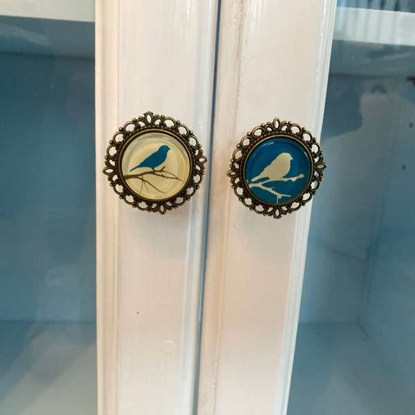 Bird Drawer Knobs - Brass Cabinet Knobs With Bird Images - Bird Cabinet ...