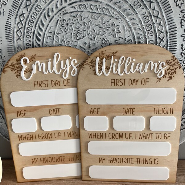 Personalised First Day Board, Customisable First Day Board, Kids First ...
