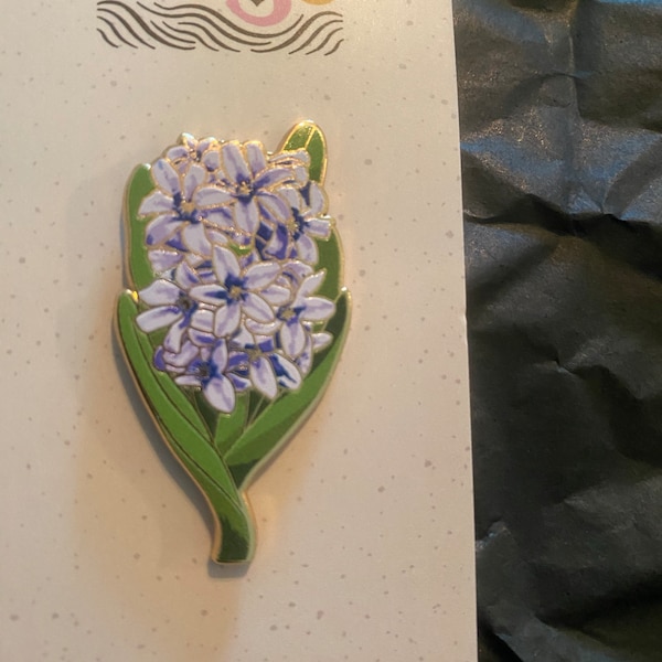 RETIRING Hyacinth Floral Enamel Pin, Purple Flower Accessory, Nature ...