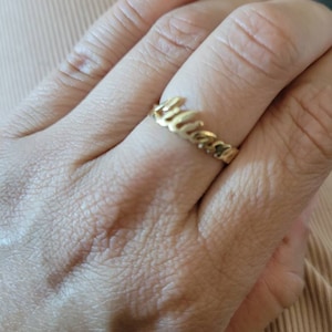 14k Solid Gold Name Ring-personalized Ring-initial Ring-letter Ring ...