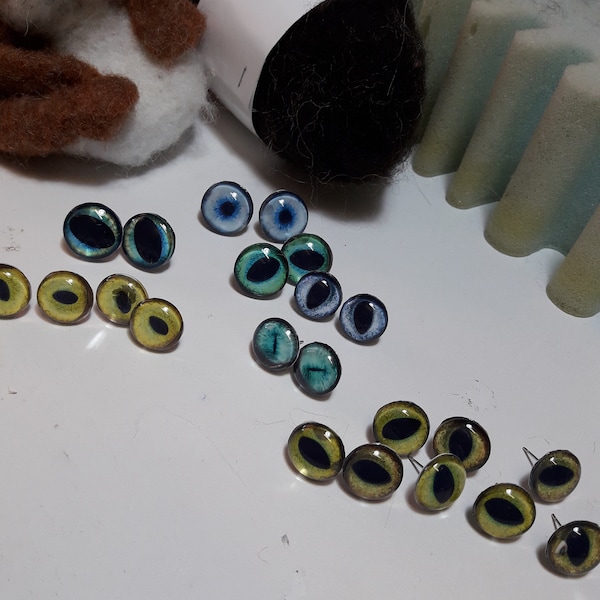 Yellow Glass Eyes for Cat Taxidermy Glass Eyes for Toy Cabochons Eyes ...