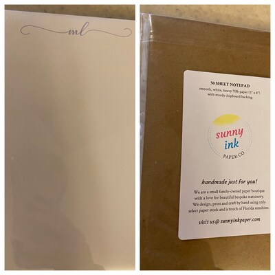 Personalized Monogram Writing Sheet Customized Script Monogram Notepad ...