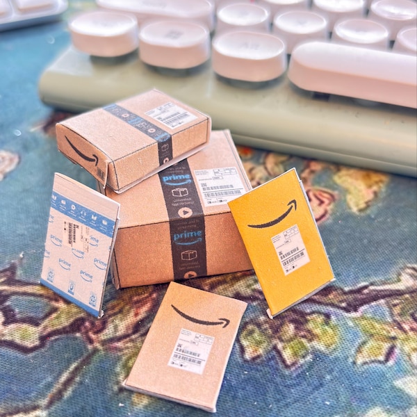 Mini AMAZON Box & Envelope Set Template 6 Pieces Amazon Box PRINTABLE ...