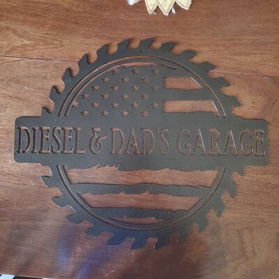 Custom American Flag Workshop Sign Metal Shop Sign Free Shipping Dad ...