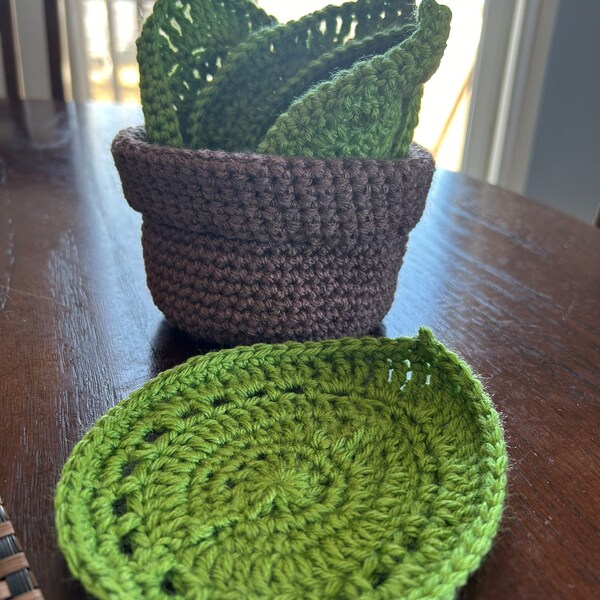 Succulent Leaf Coasters Crochet Pattern | Beginner Coaster Set Crochet ...