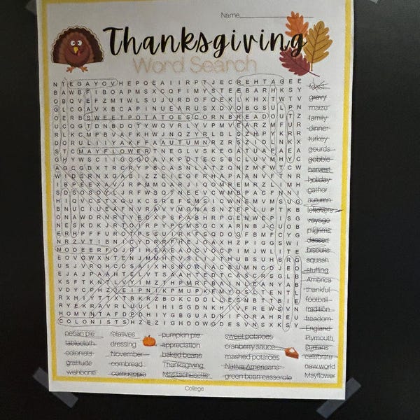 2nd Grade Thanksgiving Word Search With Answer Key, Printable - Etsy