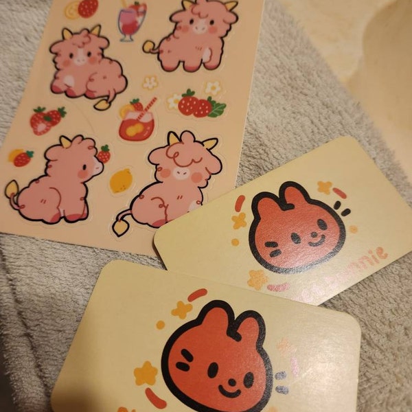 Strawberry Lemonade Cow - Cute Highland Cow Sticker Sheet - - Etsy