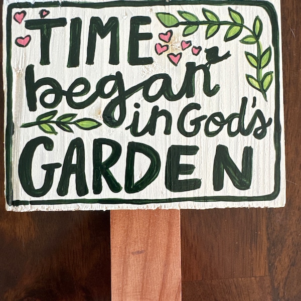 Christian Garden Sign Life Began in A Garden Gift Flower Gardener Gift ...
