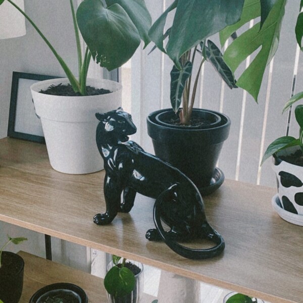 Small Black Resin Panther Statue: Mid-century Modern Decor - Etsy Australia
