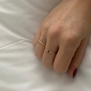 14k Gold Initial Ring / Tiny Letter Ring / Stackable Initial Ring / Dainty Initial Ring/ Tiny ...