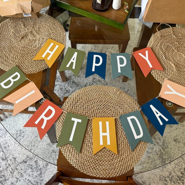 Feliz Cumpleaños Wooden Banner, Pastel Spanish Birthday Banner ...