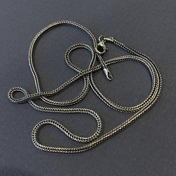 Sterling Silver Chain Oxidized Wheat Chain, Bali Woven Chain, Braided ...