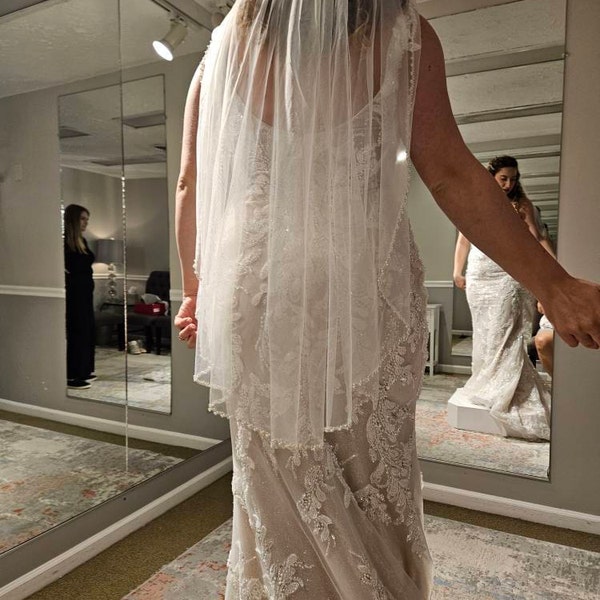 Hand Beaded Veil,pearl Wedding Veil,1tier Bridal Veil,black Veil Brides ...