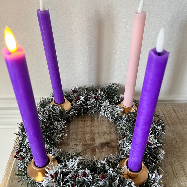 Advent Wreath With Candles Catholic Christmas Snowy Berry - Etsy