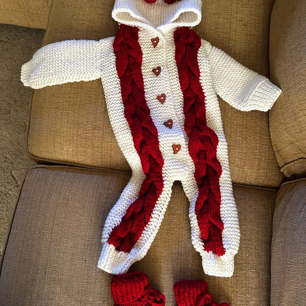 Bear Baby Romper and Booties Set Baby Girl Boy Knitted Jumpsuit Newborn ...