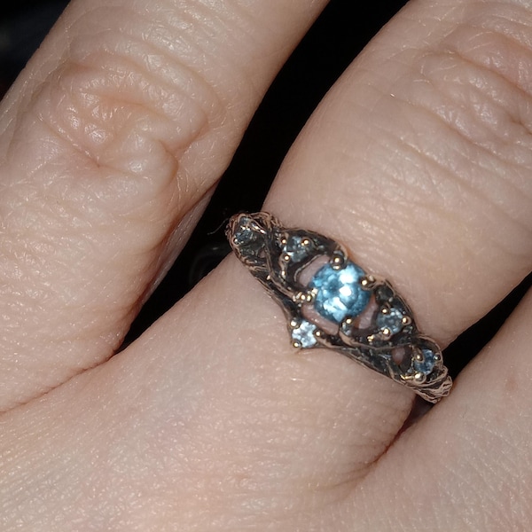 Elven Wedding Ring, Elven Engagement Ring, Dark Elven Silver Natural ...