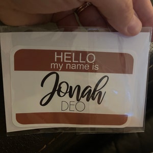 Hello, My Name is Personalized, Modern Baby Name Tag Sticker - Etsy