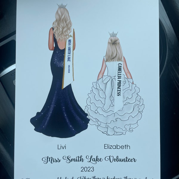 Personalized Pageant Sisters Portrait 5x7 | 8x10 Pageant Keepsake ...