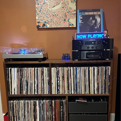 Now Playing Record Stand or Holder, Record Holder, English Oak Now ...